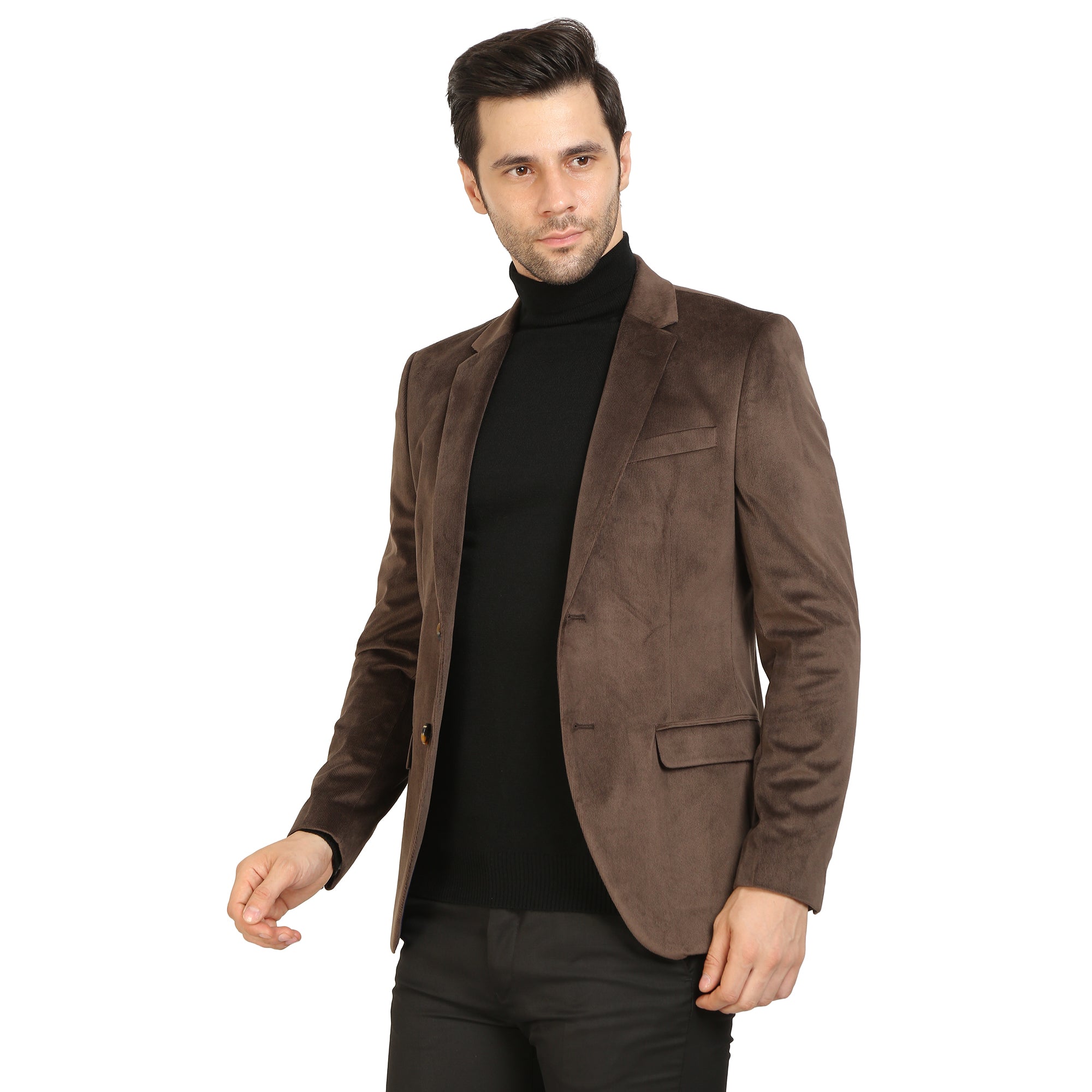 Brown Corduroy Notch Collar Jacket
