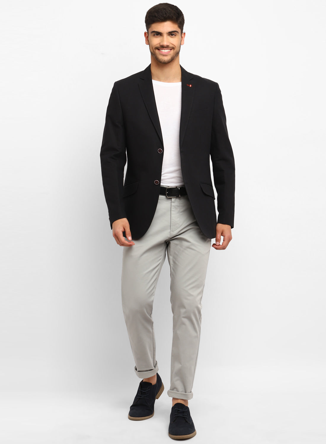 Black Linen Notch Collar Jacket